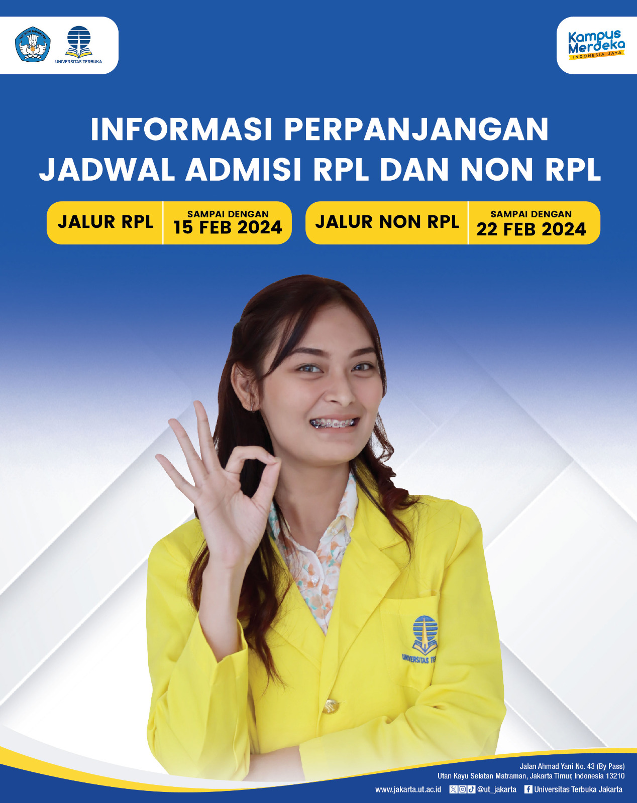 Perpanjangan Admisi Mahasiswa Baru - jakarta.ut.ac.id