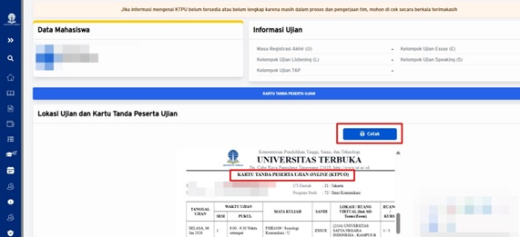 Cetak KTPU Masa 2025/2026 Ganjil Universitas Terbuka Jakarta di myUT - jakarta.ut.ac.id